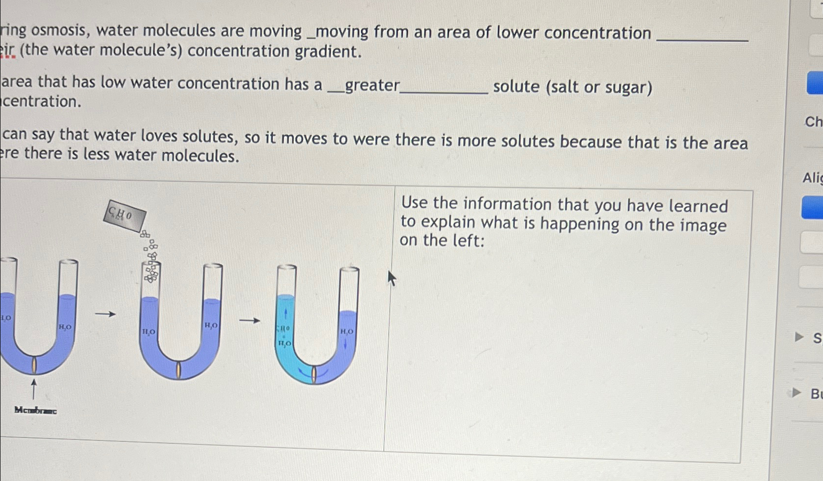 Solved ring osmosis, water molecules are moving _moving from | Chegg.com