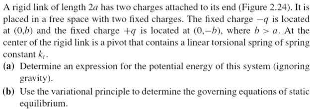 Solved A rigid link of length 2a has two charges attached to | Chegg.com