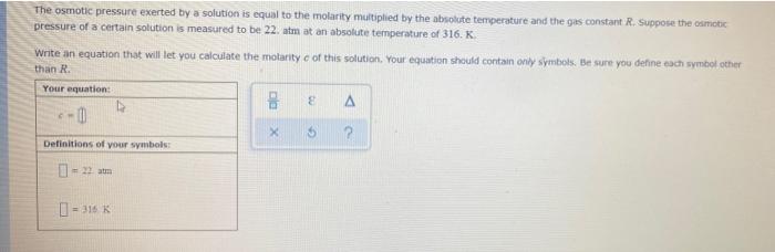 Solved The osmotic pressure exerted by a solution is equal | Chegg.com