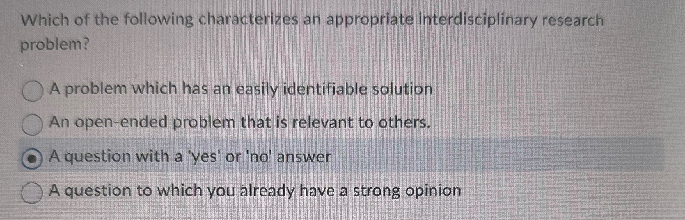 Solved Which of the following characterizes an appropriate | Chegg.com