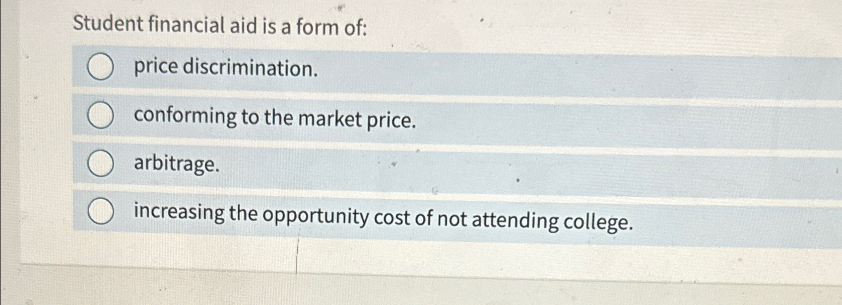 Solved Student financial aid is a form of:price | Chegg.com