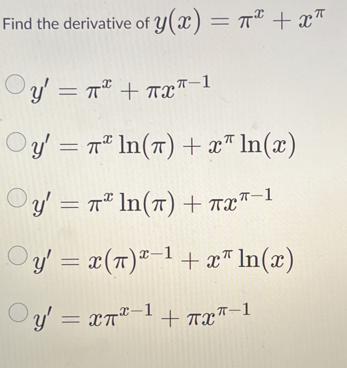 Solved Find the derivative of | Chegg.com