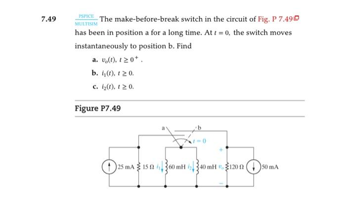 Solved mut Tsim PSPICE The make-before-break switch in the | Chegg.com