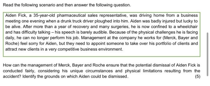 Solved Read the following scenario and then answer the | Chegg.com