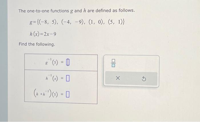 Solved The one-to-one functions g and h are defined as | Chegg.com