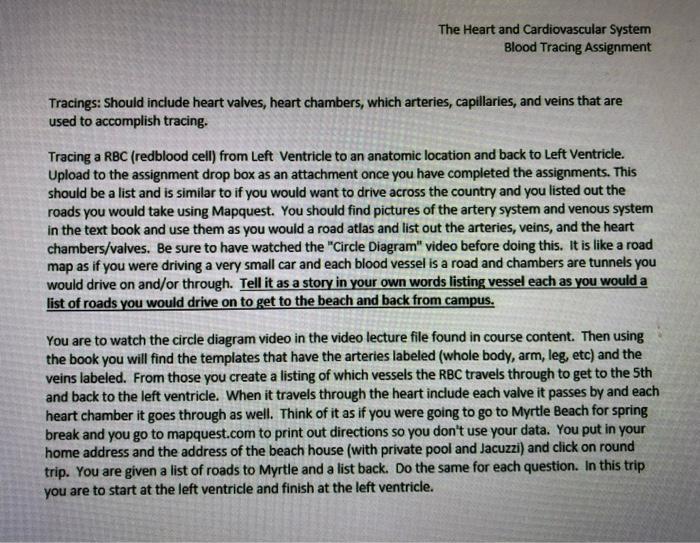 Solved 1. Trace a red blood cell from the left ventricle to | Chegg.com