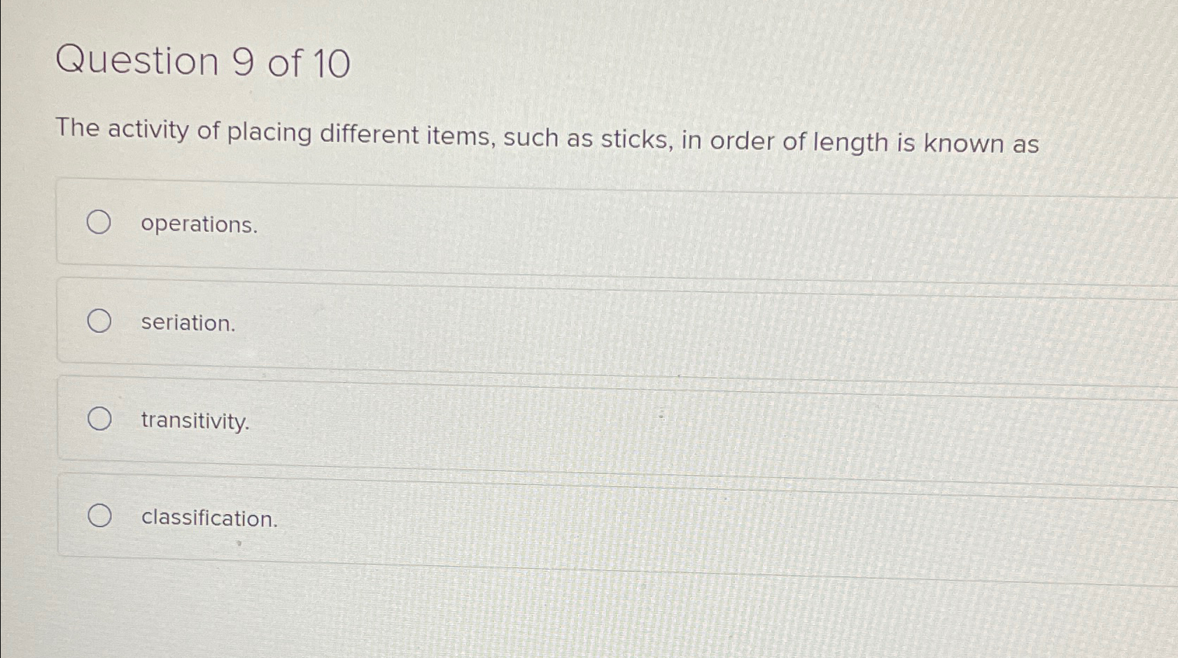 Solved Question 9 ﻿of 10The activity of placing different | Chegg.com