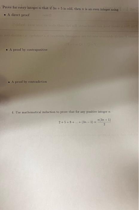Solved Prove for every integen n that if 3π+5 is odd, then n | Chegg.com