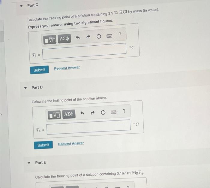 Solved Calculate the freezing point and boiling point in | Chegg.com