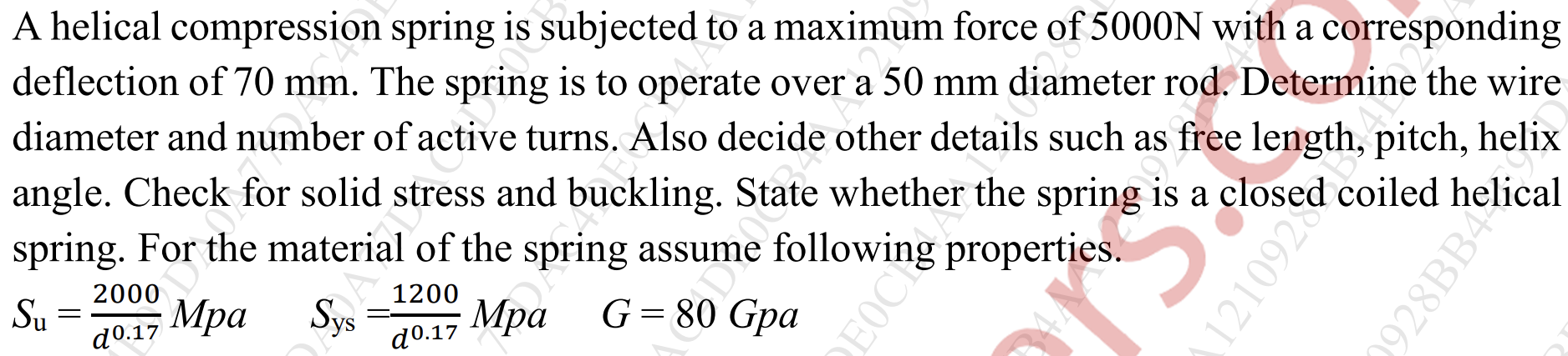 Solved A helical compression spring is subjected to a | Chegg.com