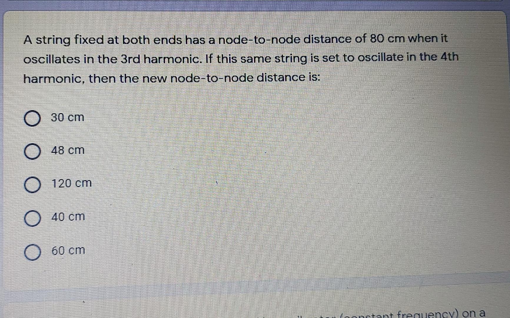 Solved A string fixed at both ends has a node-to-node | Chegg.com