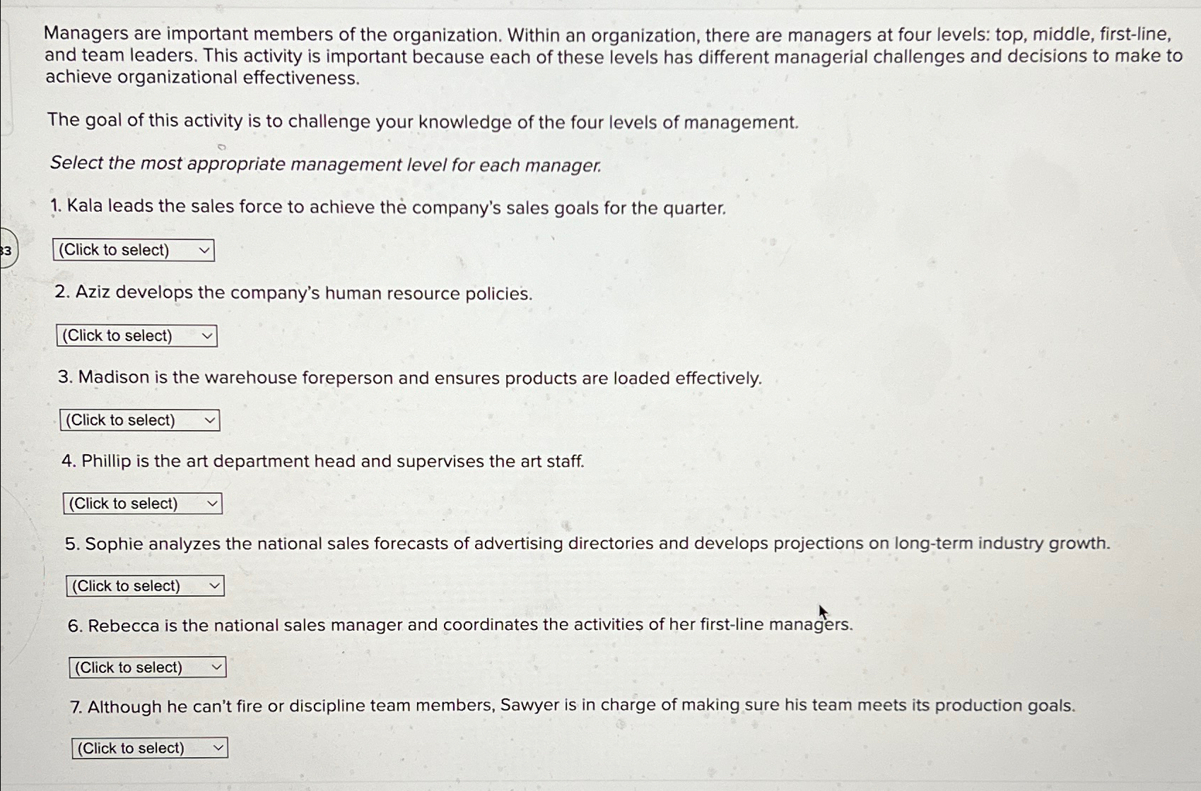 Solved Managers are important members of the organization. | Chegg.com