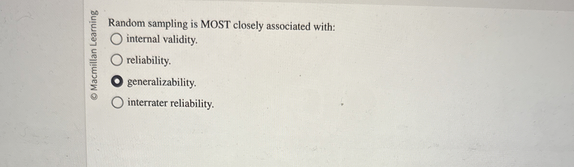 Solved Random sampling is MOST closely associated | Chegg.com