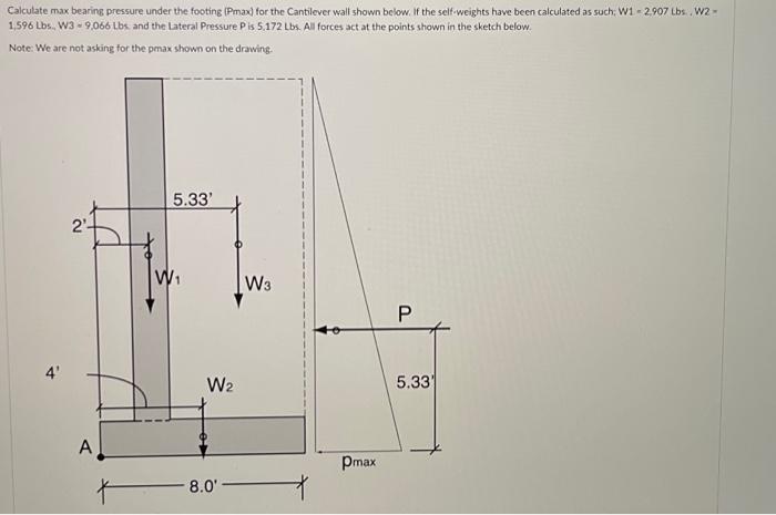 [Solved]: Calculate max bearing pressure under the footing