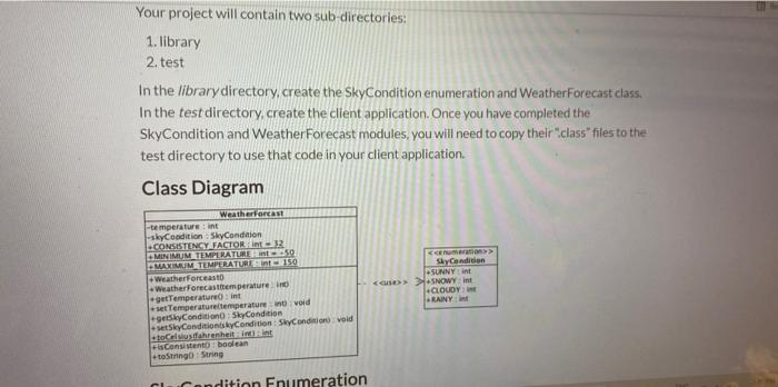 Solved Your project will contain two sub-directories: 1. | Chegg.com
