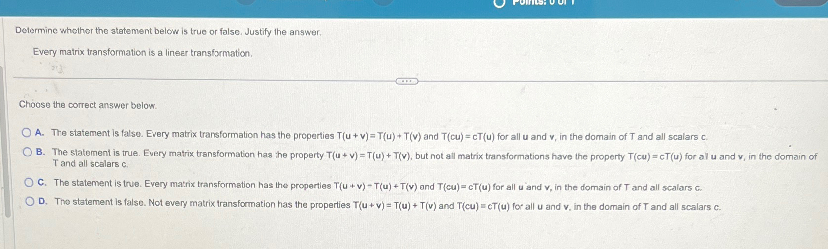 Solved Determine whether the statement below is true or | Chegg.com