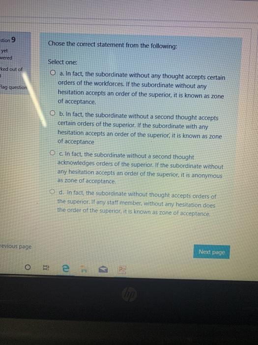 Solved Stion 9 Chose The Correct Statement From The