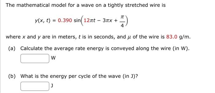 Solved The mathematical model for a wave on a tightly | Chegg.com