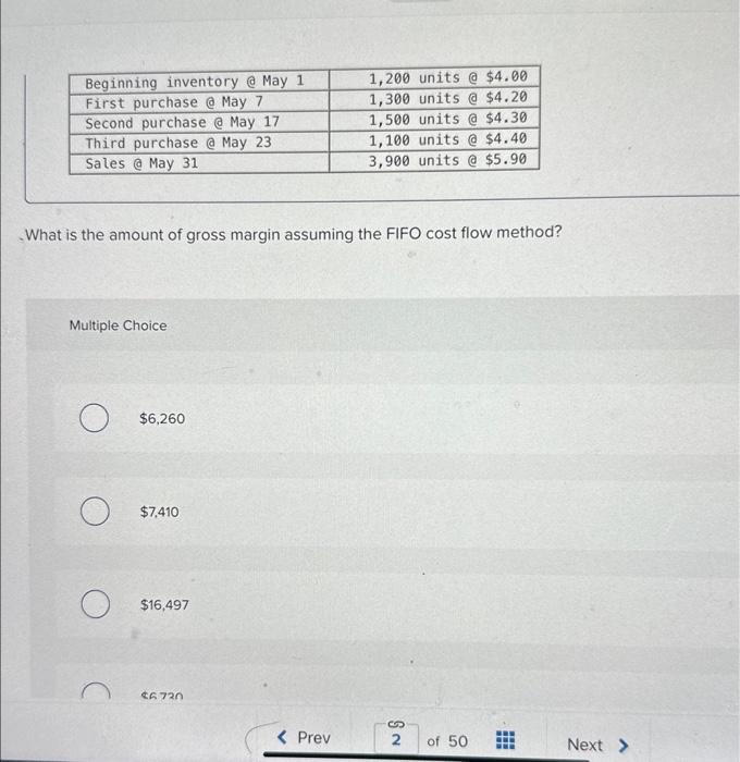 Solved What is the amount of gross margin assuming the FIFO | Chegg.com
