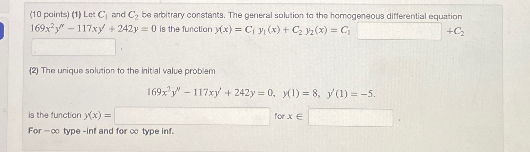 Solved (10 ﻿points) (1) ﻿Let C1 ﻿and C2 ﻿be arbitrary | Chegg.com