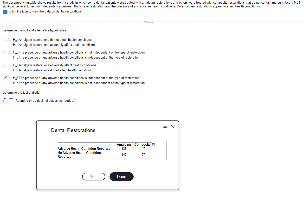 Solved The accompanying table shows results from a study in | Chegg.com
