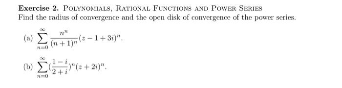 Solved Exercise 2. POLYNOMIALS, RATIONAL FUNCTIONS AND POWER | Chegg.com