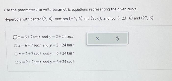 Solved Use the parameter t to write parametric equations | Chegg.com