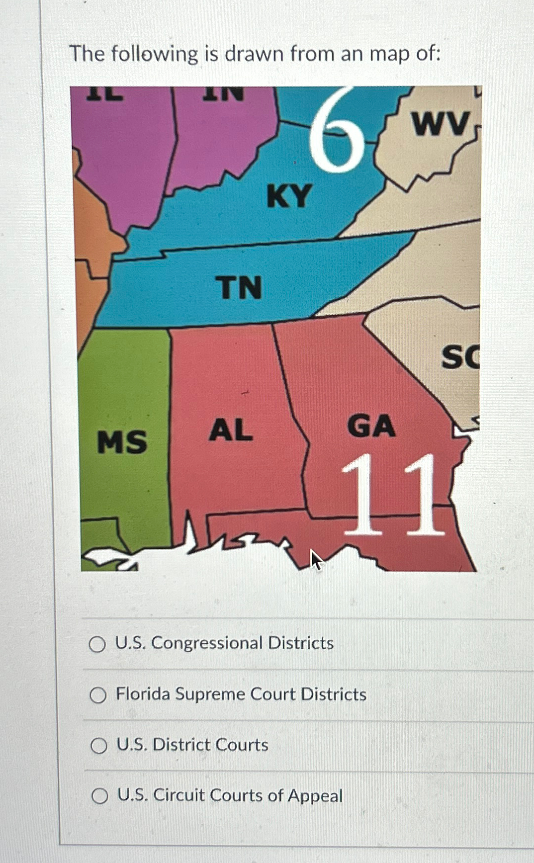 Solved The following is drawn from an map of:U.S. | Chegg.com