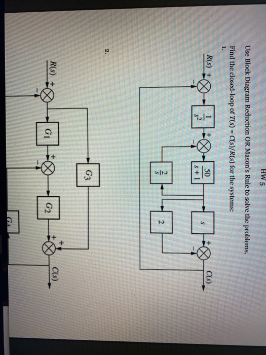 Solved HW 5 Use Block Diagram Reduction OR Mason's Rule to | Chegg.com