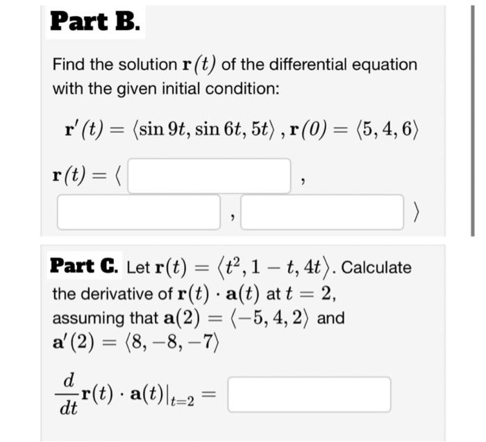 Solved Find the solution r(t) of the differential equation | Chegg.com