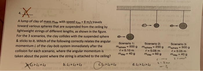 Solved A lump of clay of mass mclay with speed Velay = 8 m/s | Chegg.com