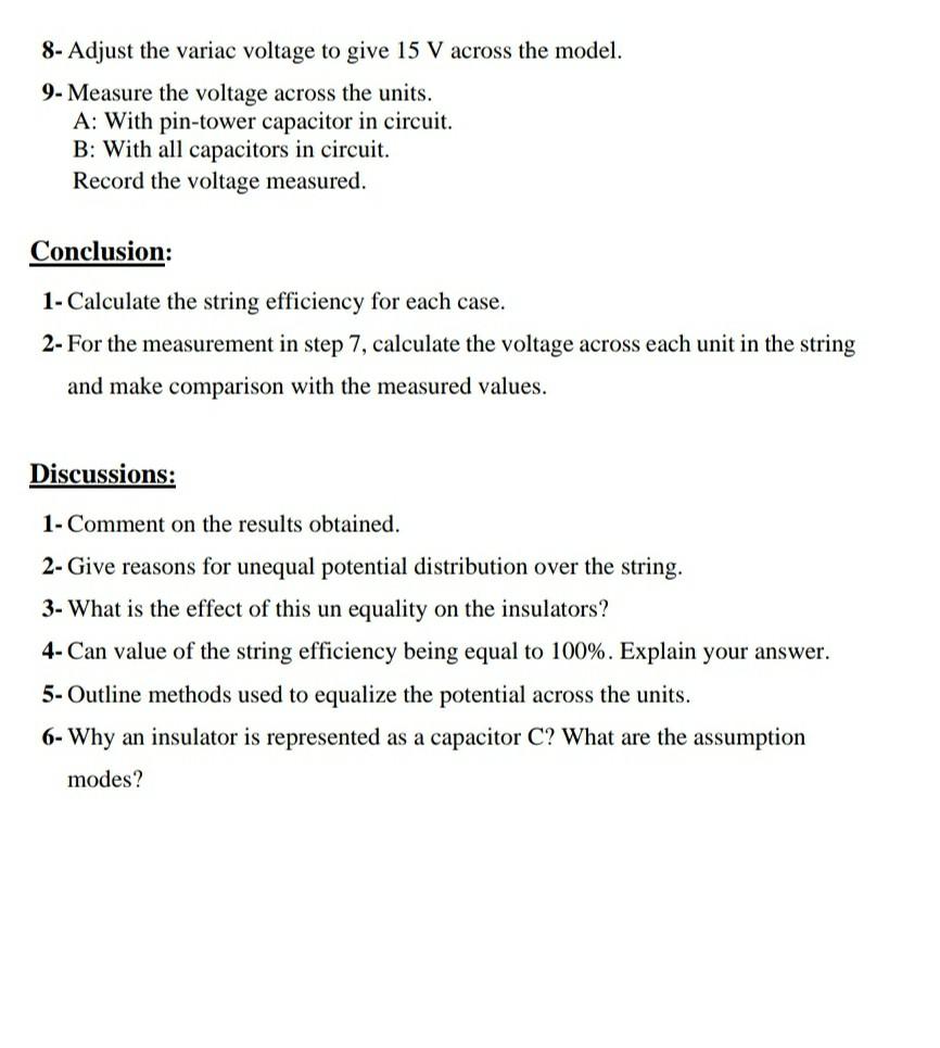 Solved Experiment No.4 Voltage Distribution and String | Chegg.com