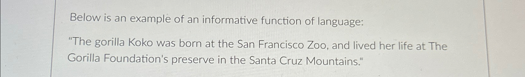 Below is an example of an informative function of | Chegg.com