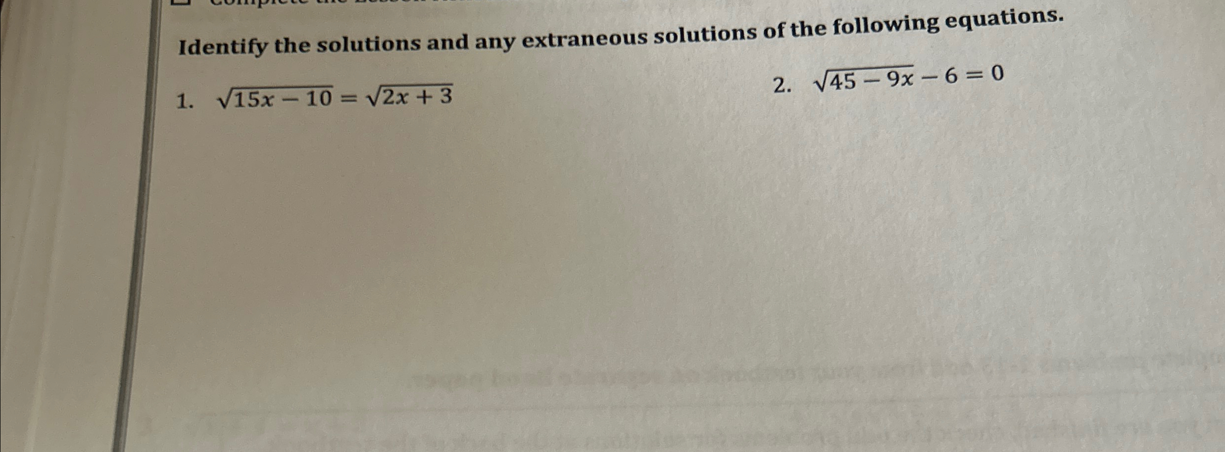 Solved Identify the solutions and any extraneous solutions | Chegg.com