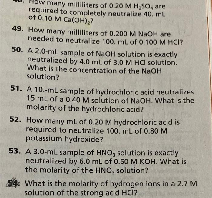Solved What is the volume of 0.30 M NaOH(aq) needed to | Chegg.com