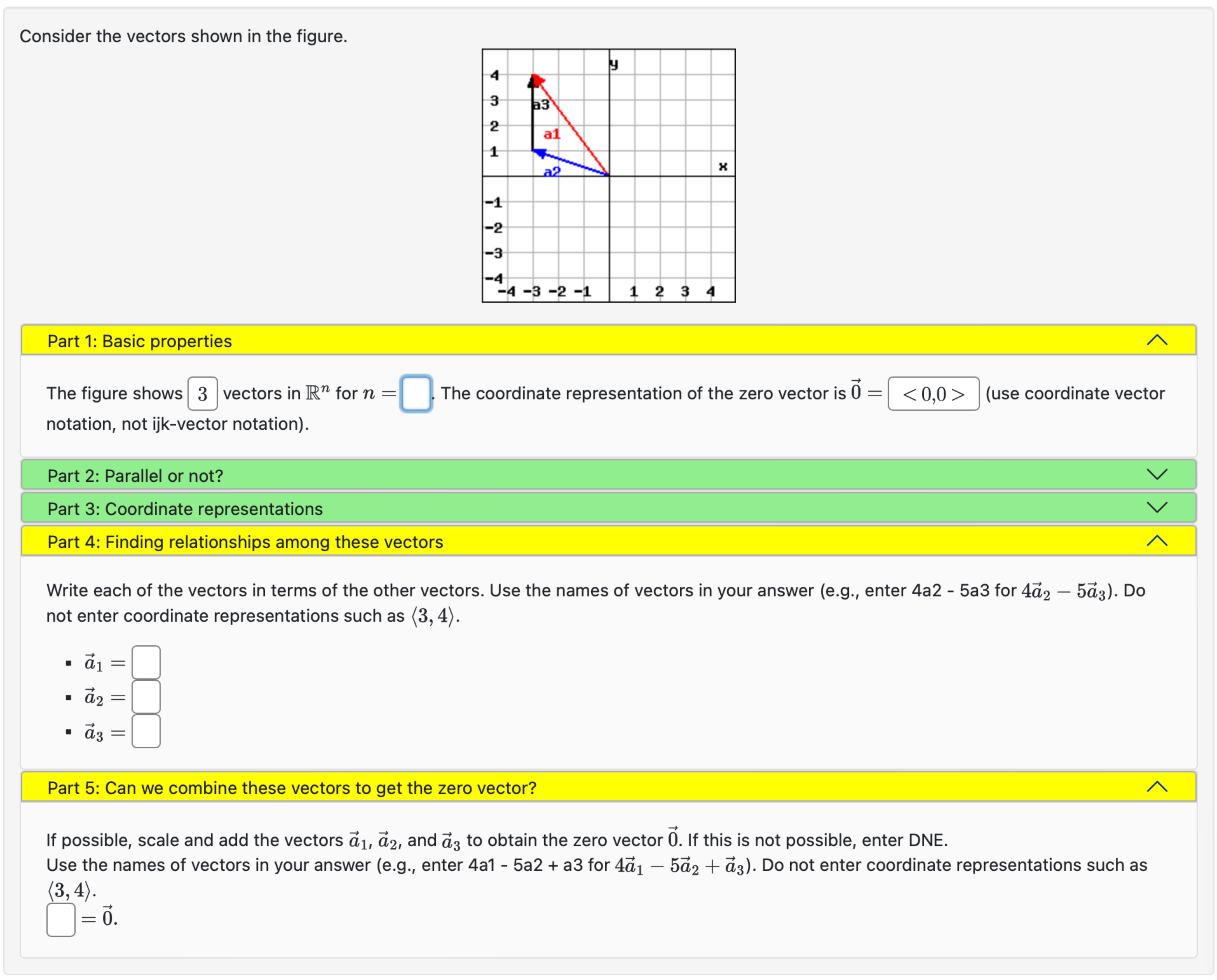 Solved Consider the vectors shown in the figure.Part 1: | Chegg.com