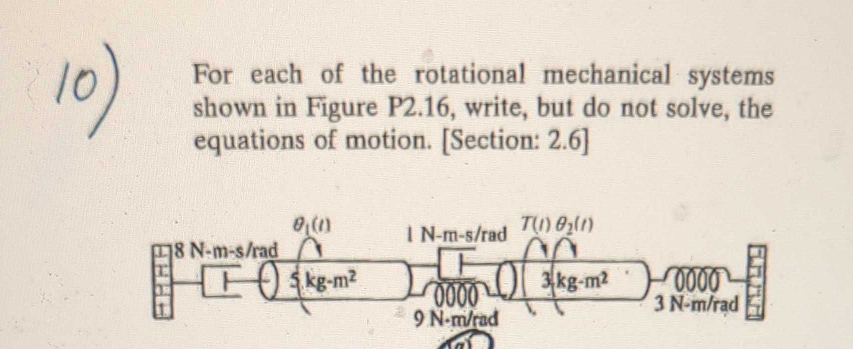 Solved For each of the rotational mechanical systems shown | Chegg.com