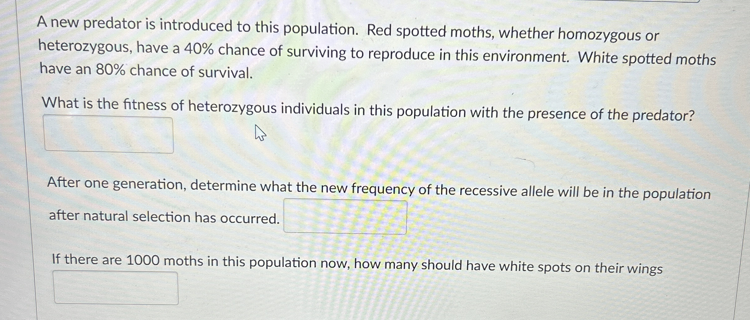 Solved A new predator is introduced to this population. Red | Chegg.com