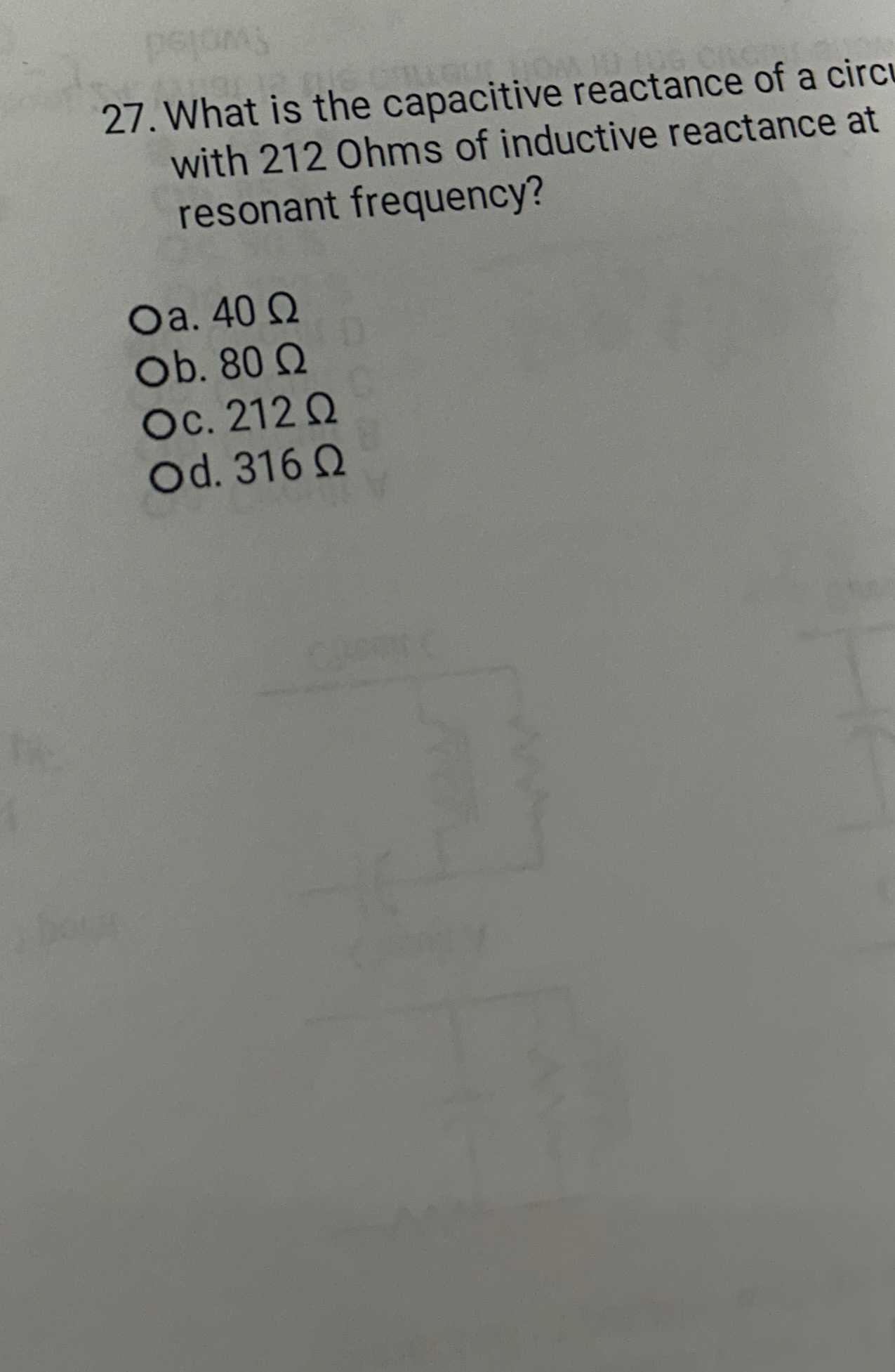 Solved What is the capacitive reactance of a circ with 212 | Chegg.com