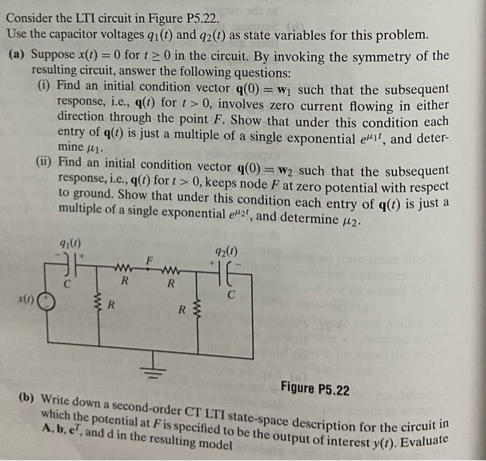 Solved Consider the LTI circuit in Figure P5.22. Use the | Chegg.com