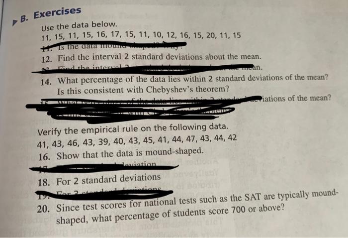Solved B. Exercises Use the data below. | Chegg.com