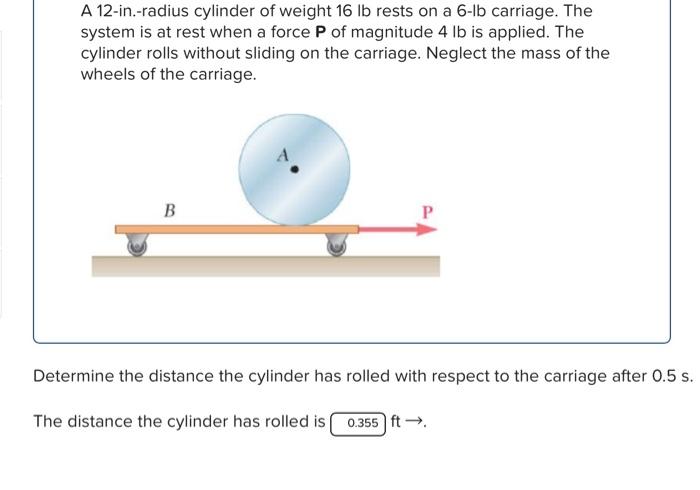 Solved A 12-in.-radius cylinder of weight 16lb rests on a 6 | Chegg.com