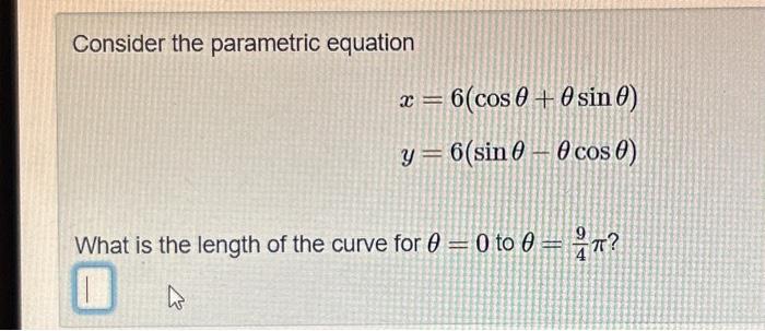 Solved Consider the parametric equation | Chegg.com