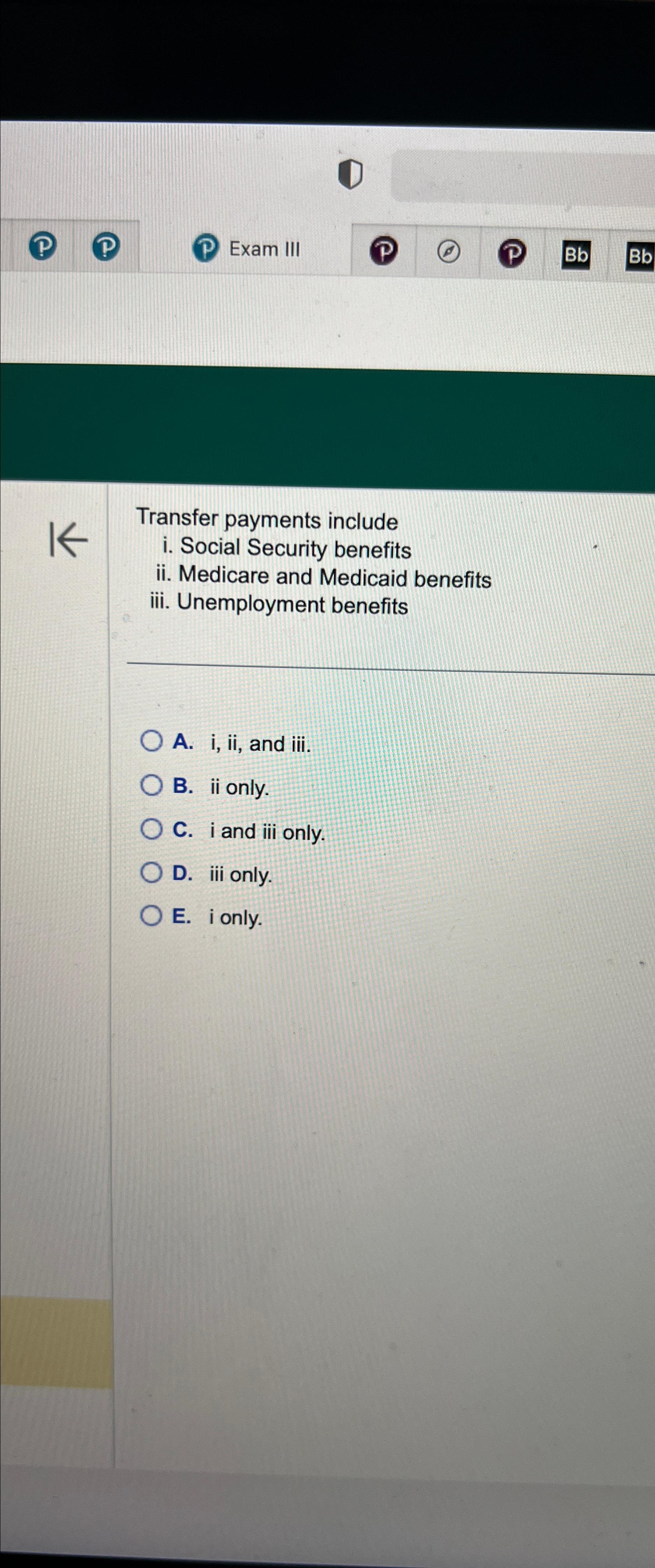 Solved Transfer payments includei. ﻿Social Security | Chegg.com