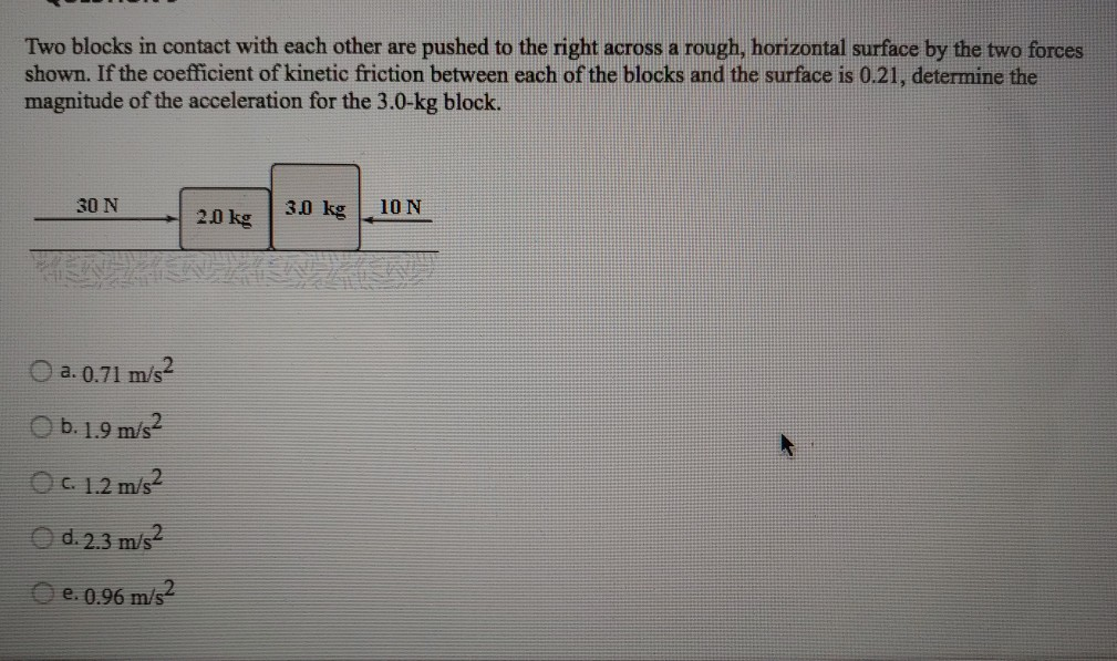 Solved Two blocks in contact with each other are pushed to | Chegg.com