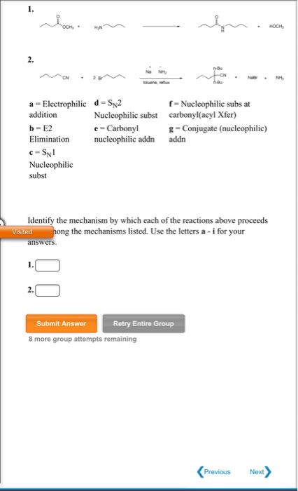 Solved 1. HOCH 2. NH a - Electrophilic d-SN2 Nucleophilic | Chegg.com