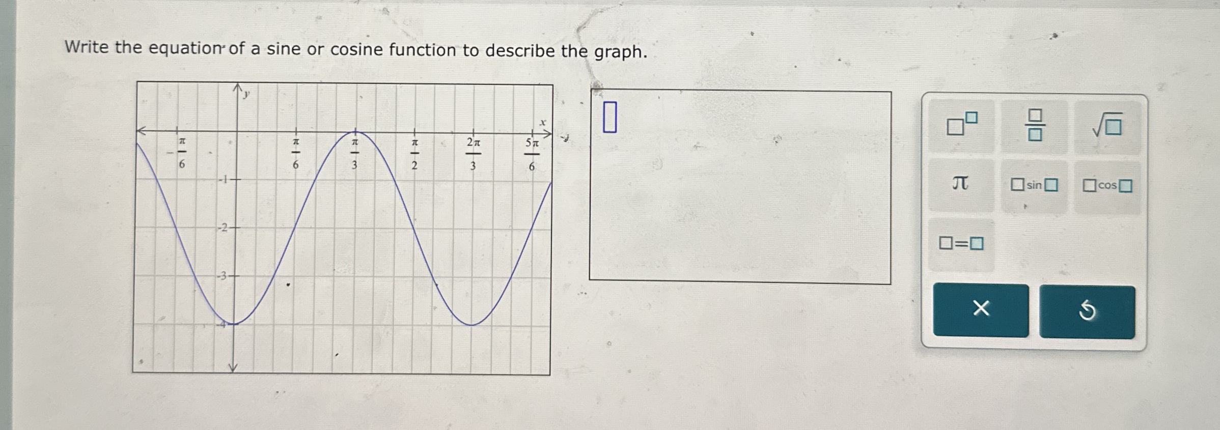 Solved Write the equation of a sine or cosine function to | Chegg.com