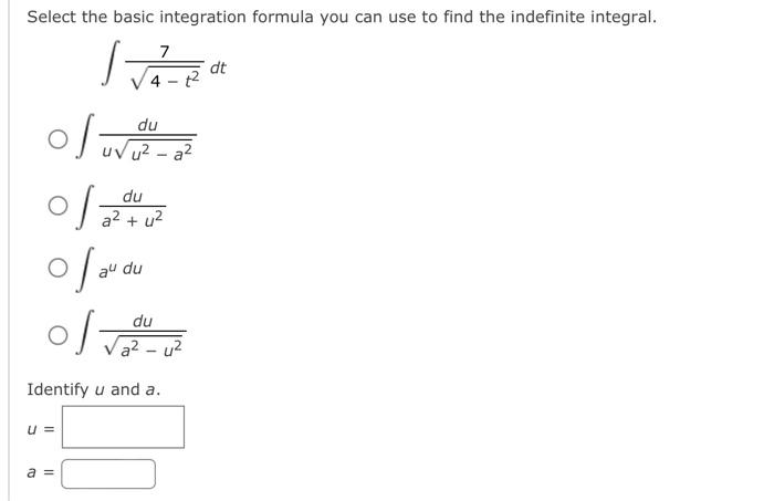 Solved Select the basic integration formula you can use to | Chegg.com