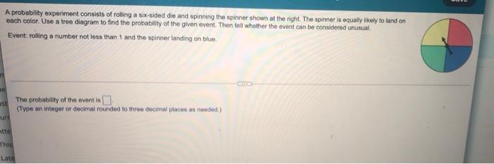 Solved A probability experiment consists of rolling a | Chegg.com