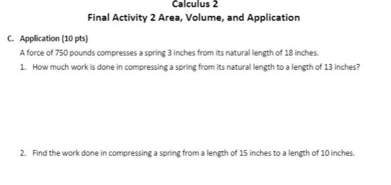Solved C. Application (10pts) A force of 750 pounds | Chegg.com